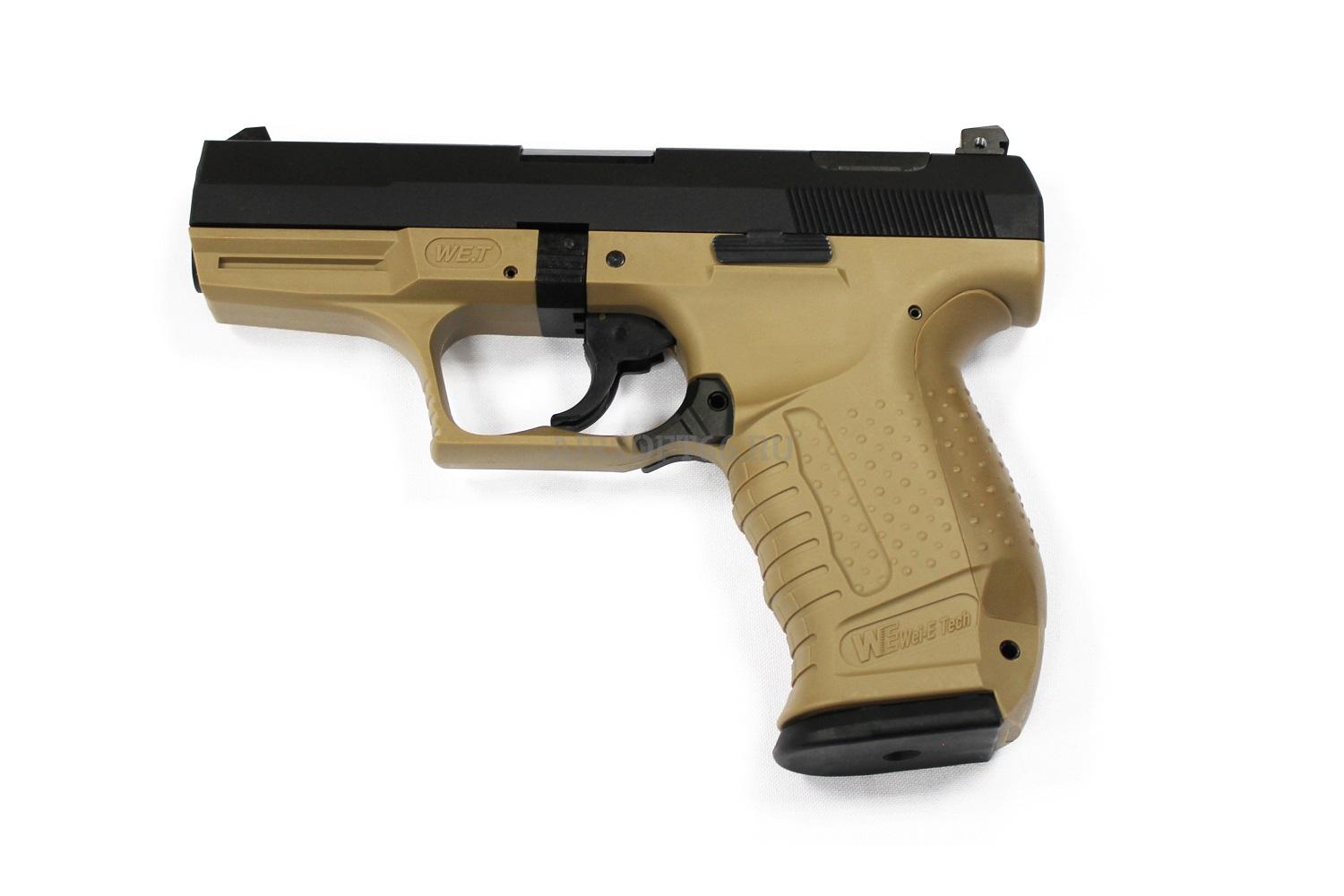Страйкбольный пистолет WE WALTHER P99 GBB металл TAN WE-PX001-TAN ...