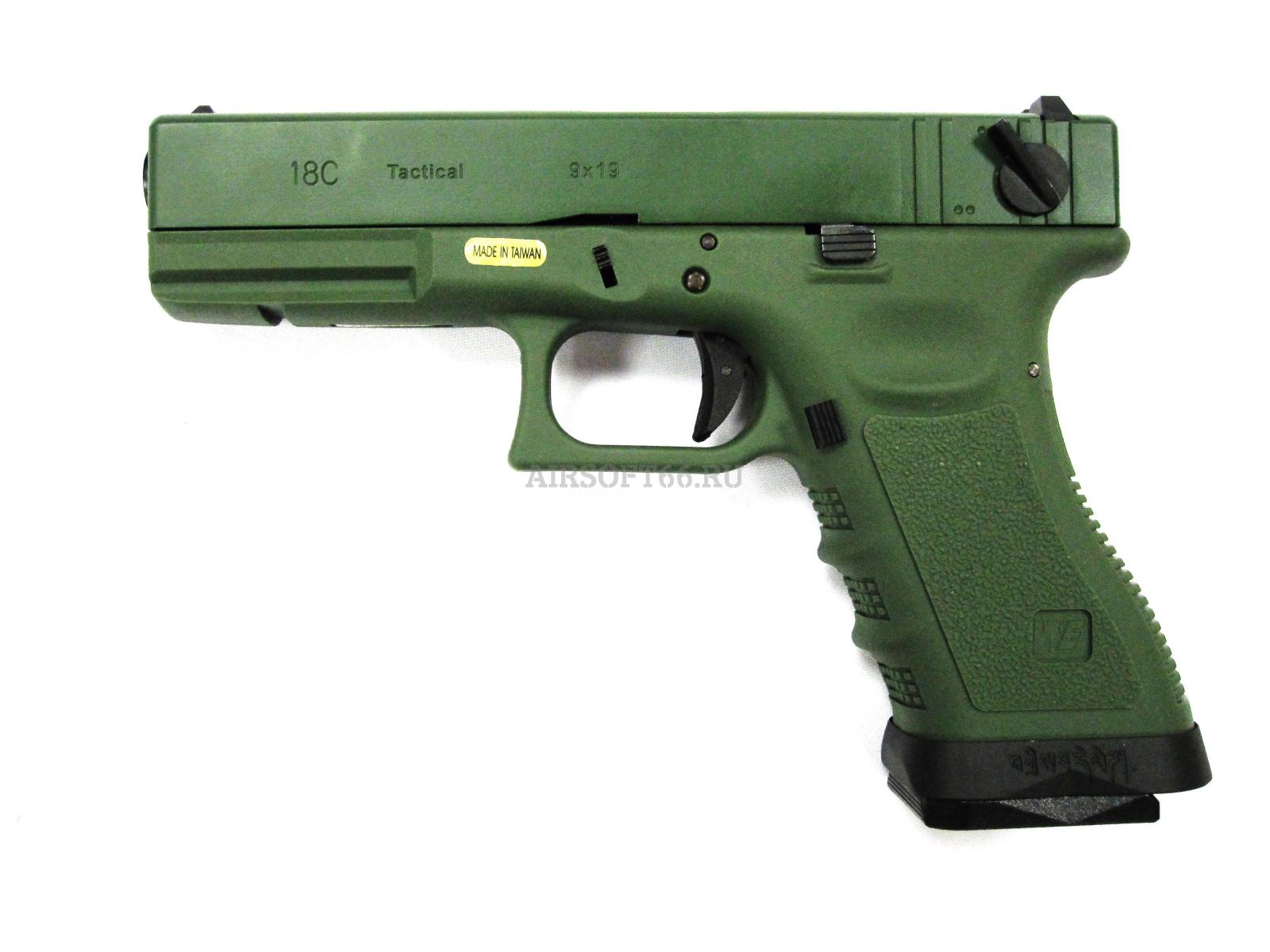 Страйкбольный пистолет WE GLOCK-18 ranger green, авт, GP631-GR | цена ...