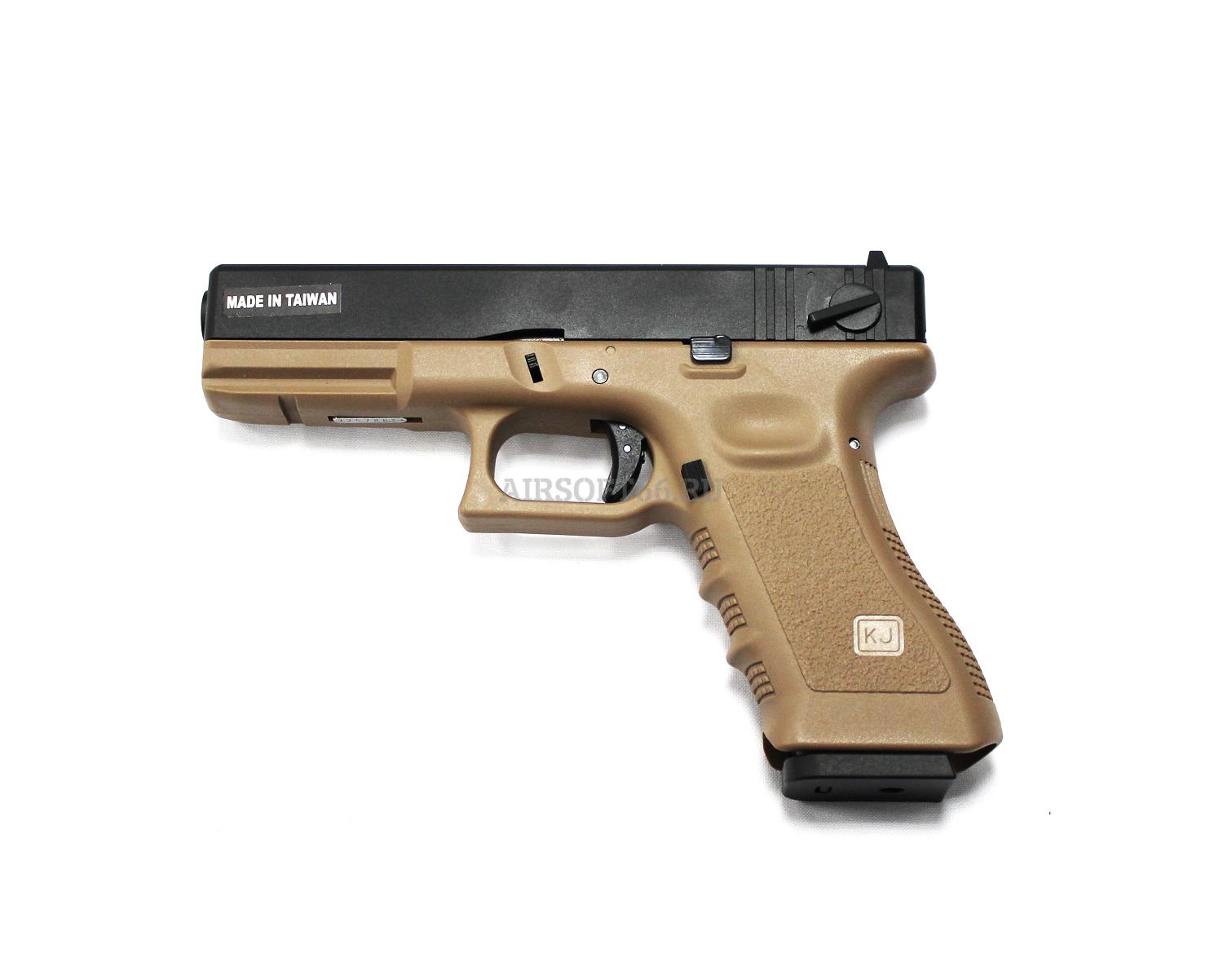 Страйкбольный пистолет KJW GLOCK G18 GBB Tan | цена, характеристики ...